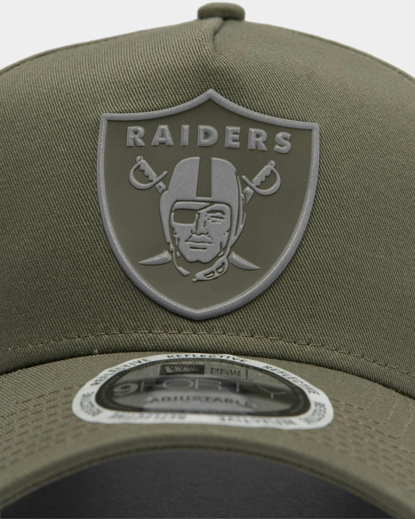 New Era Raiders 9FORTY A-Frame Reflective Logo Snapback Olive/3M ...