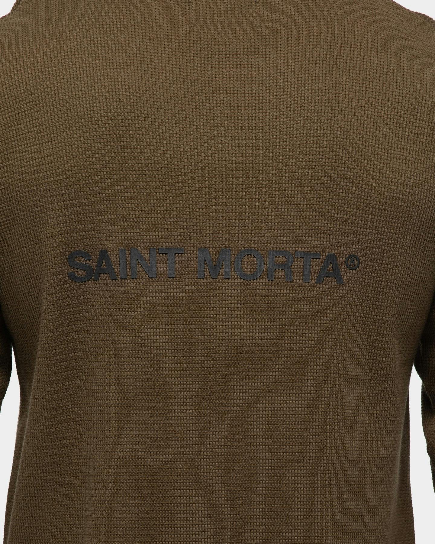 Saint Morta Men's Icon Waffle Long Sleeve T-Shirt Army Green/Black ...