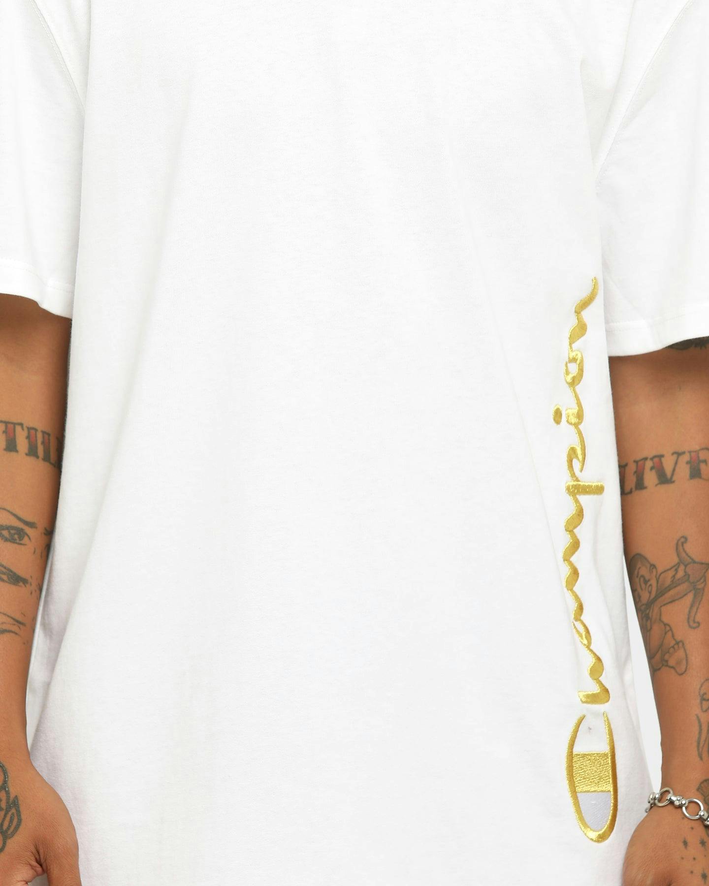 Champion Heritage Script T-Shirt White/Gold | Culture Kings US