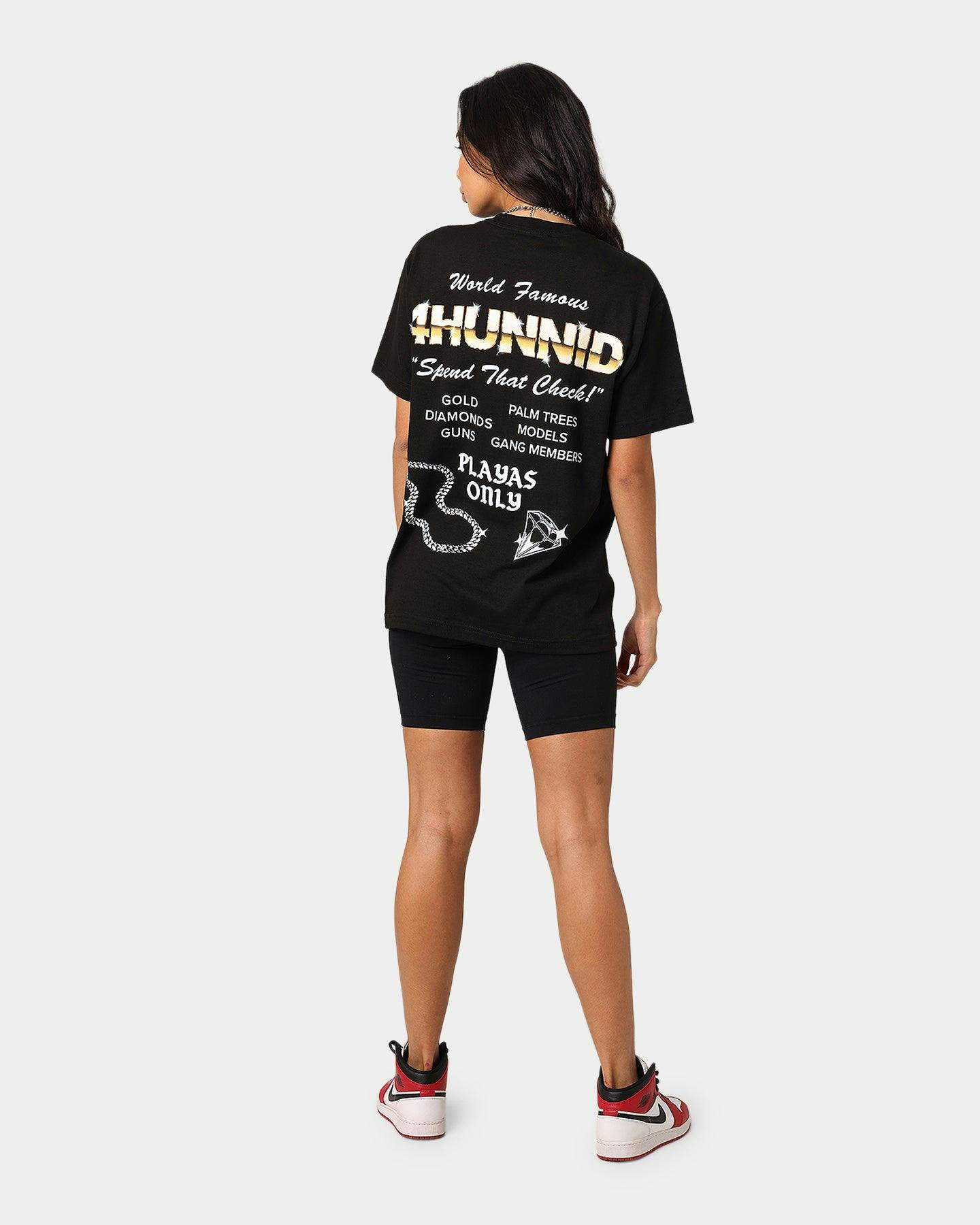 4HUNNID Check Short Sleeve T-Shirt Black | Culture Kings US