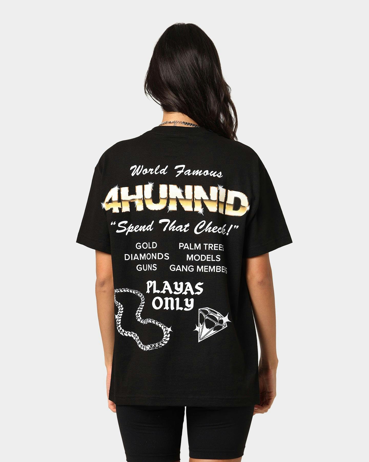 4HUNNID Check Short Sleeve T-Shirt Black | Culture Kings US