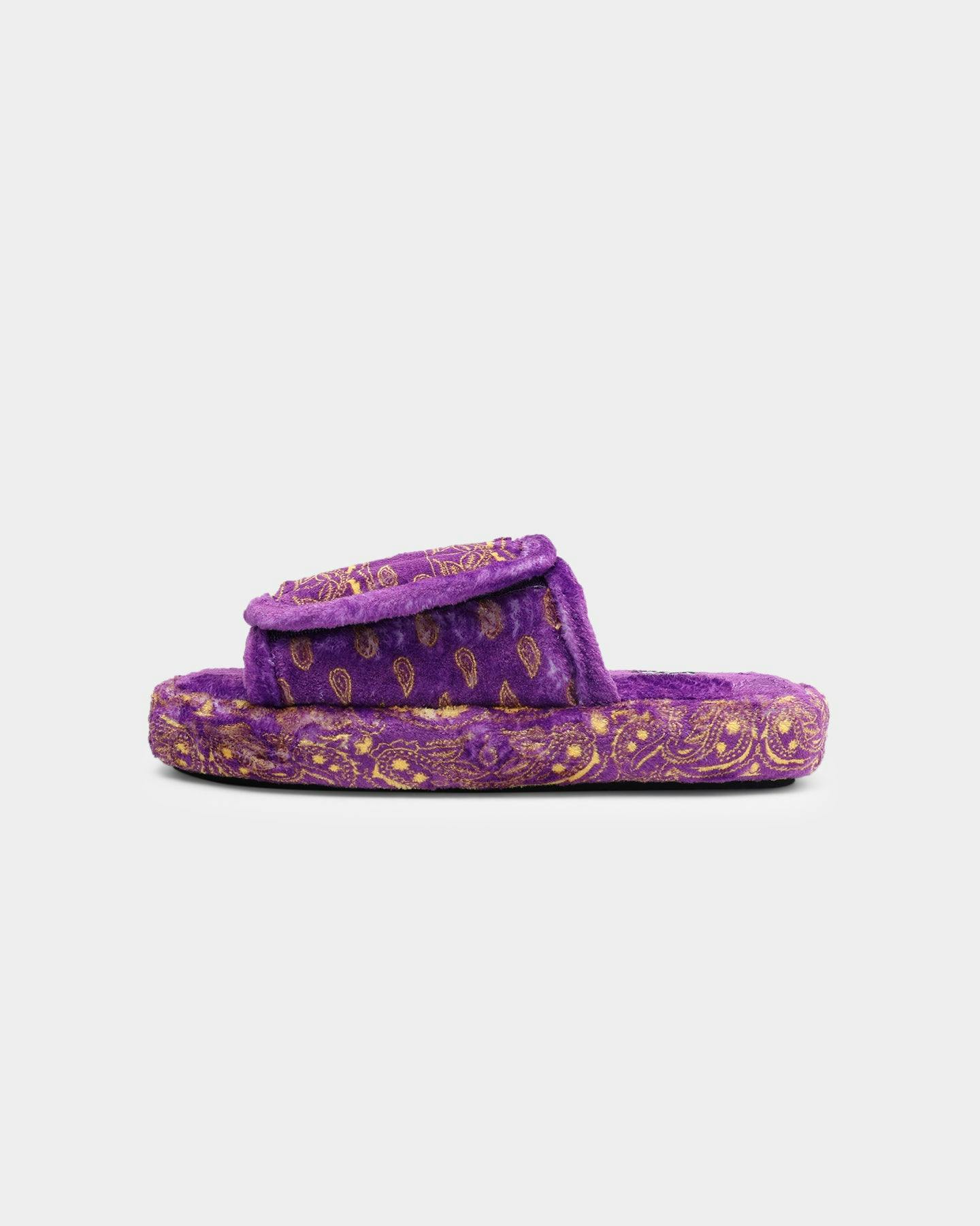 Goat Crew Velcro Paisley Bandana Slipper Purple/Yellow | Culture Kings US