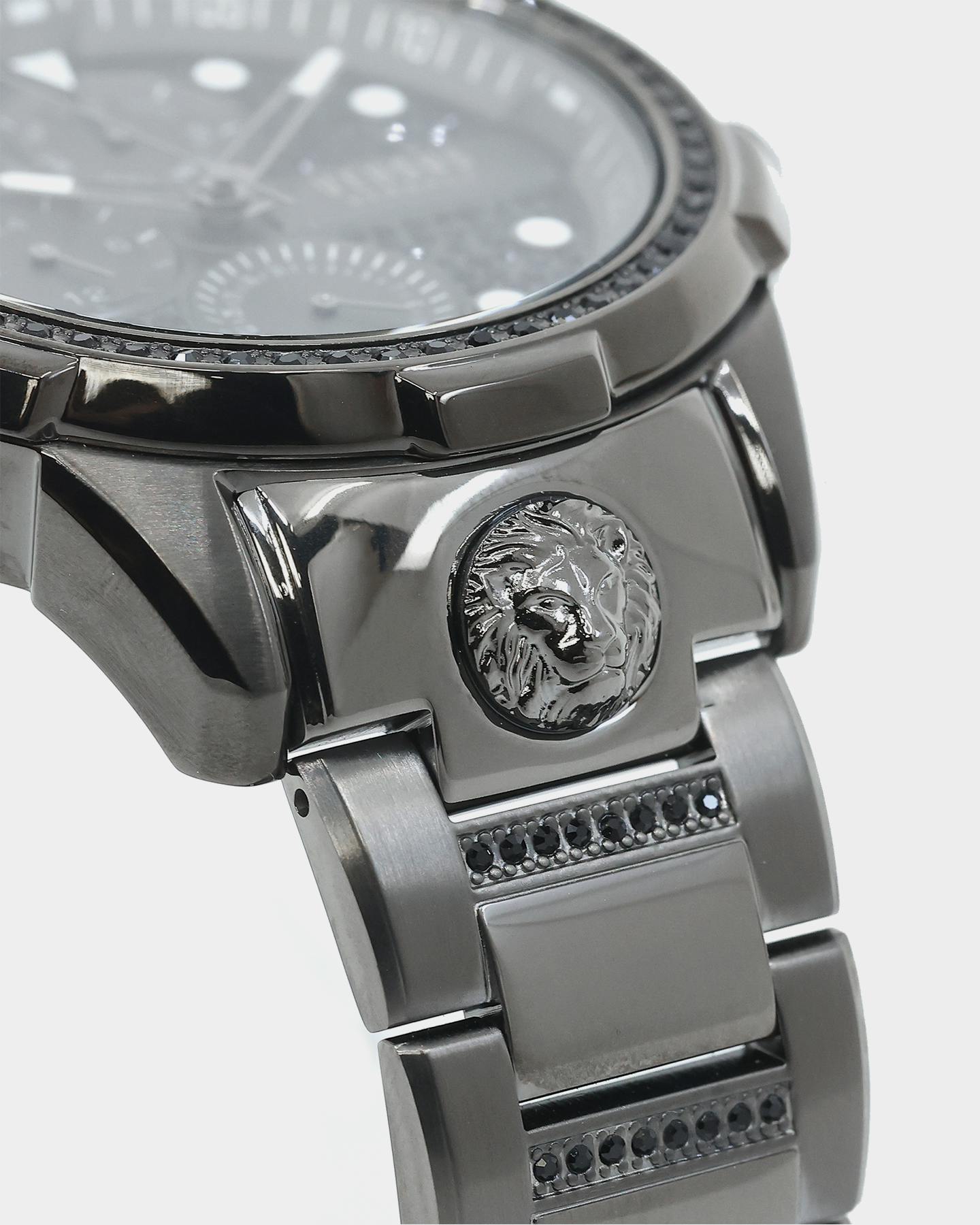 Versus Versace 6eme Arrondissement Crystal Set Gunmetal Watch Gunmetal ...